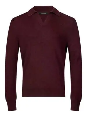 Tagliatore Zayn Fine-knit Open-collar Polo Shirt - Red
