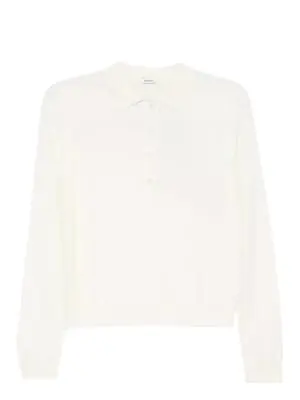 Aspesi Button-up Cashmere Polo Top Neutrals