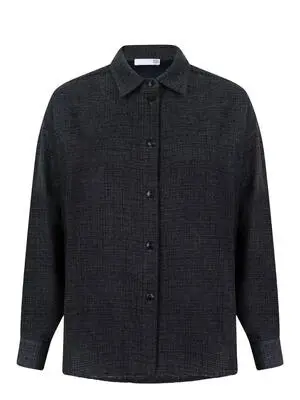 DOUUOD Check Raw-cut Shirt - Grey