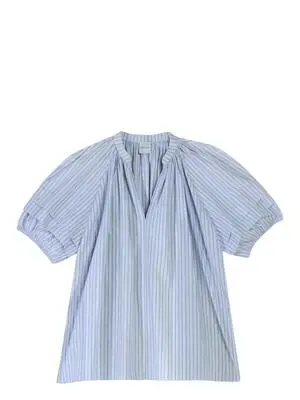 Paul Smith Striped Ruffle-sleeve Blouse - Blue