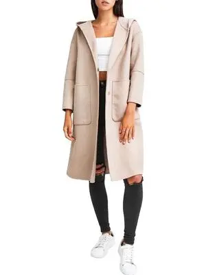 BELLE & BLOOM Walk This Way Wool Blend Oversized Coat - Sand