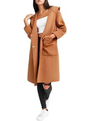 BELLE & BLOOM Walk This Way Wool Blend Oversized Coat - Camel