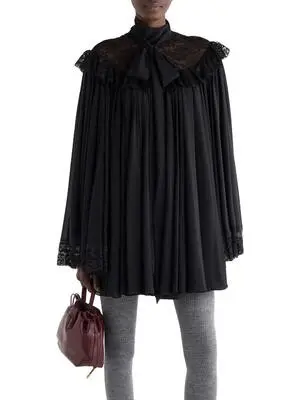 Chloé Iconic Long Sleeve Organic Silk Georgette Minidress - Black