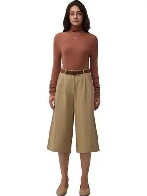JUANA Wide Leg Culotte Shorts - Sand
