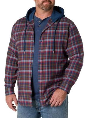 TRUE NATION BY DXL Big & Tall Hooded Flannel Shirt Jacket V2 - Multi