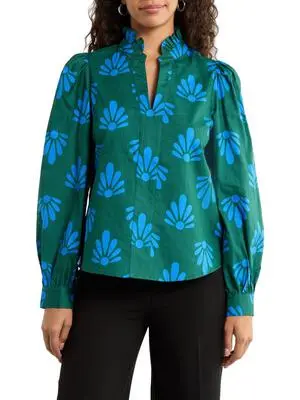 SUGARLIPS Adelia Geo Floral Split Neck Top