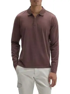 Robert Barakett Whistler Long Sleeve Cotton Polo - Brown