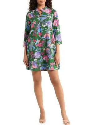 SUGARLIPS Elara Floral Ruelle Ruffle Neck Minidress