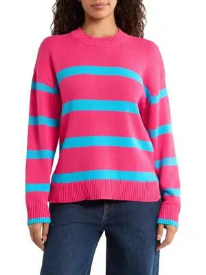 SUGARLIPS Saphy Stripe Sweater - Fuchsia-multi