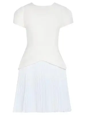 MILLY Haddy Pleated Minidress - Ecru