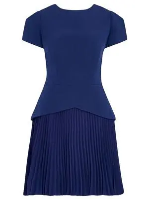 MILLY Haddy Pleated Minidress - Navy