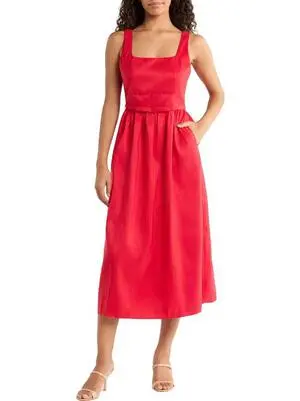 SUGARLIPS Alani Clio Pleat Midi Dress - Cherry