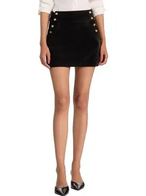 Alice + Olivia Donald High Waist Button Miniskirt - Black