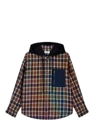 STUDIO TOMBOY Check-pattern Hooded Shirt - Brown