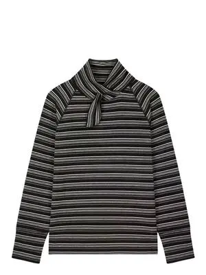 STUDIO TOMBOY Striped High-neck Long-sleeve T-shirt - Black