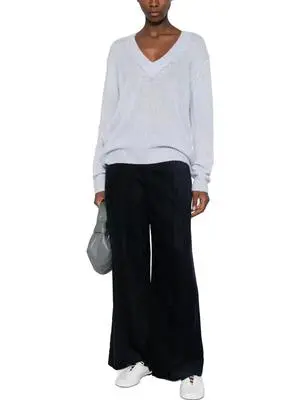 VIA MASINI 80 Corduroy-effect Wide-leg Trousers Blue