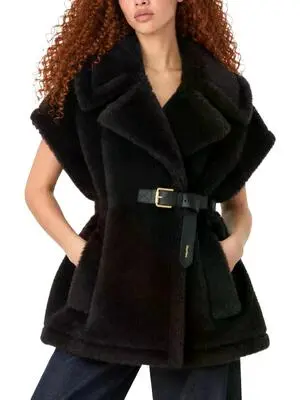 Max Mara Belted Faux-fur Gilet - Black