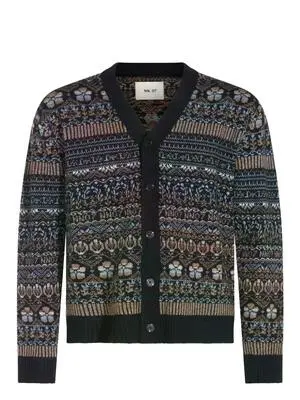 Nn07 Tobias Fair Isle-intarsia Cardigan - Blue
