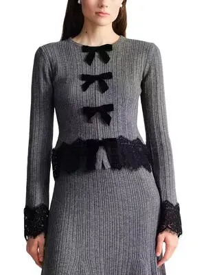 Cara Cara Veda Lace-trimmed Cardigan Grey