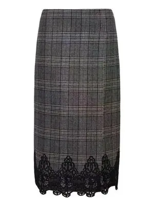 Cara Cara Allie Lace-trimmed Check Midi Skirt - Grey