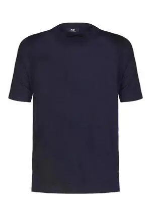 Alpha Studio Short-sleeved Crew-neck Sweater - Blue