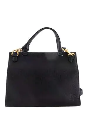 Gucci Gg Marmont Top Handle Bag Leather Mini Satchel - Black