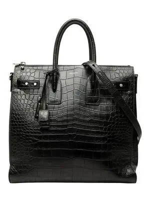 SAINT LAURENT 2018 Croc Embossed Sac De Jour Souple Zip North South Tote Satchel