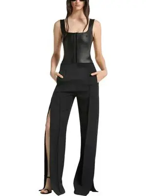 COURREGES Leather-effect Cut-out Bodysuit - Black