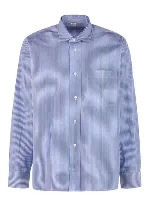 SALON C. LUNDMAN Striped Cotton Shirt - Blue