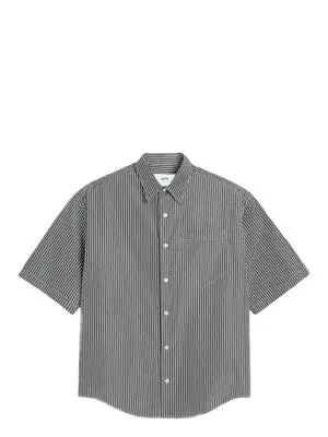 AMI Paris Striped Cotton Shirt - Gray