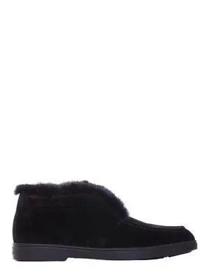 Santoni Round-head Short Boots - Black