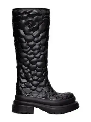 Valentino Garavani Atelier Floral-embossed Mid-calf Rain Boots - Black