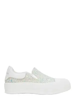 Alexander McQueen Glitter Slip-on Sneakers - White