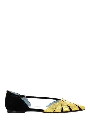Valentino Garavani Cut-out Detailed Pointed Toe Ballet Flats - Black