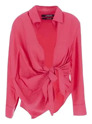 Jacquemus Bahlia Tie-up Detailed Blouse - Red