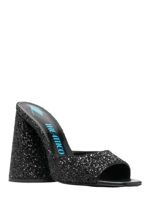 Attico Luz 105mm Glitter-embellished Mules - Black