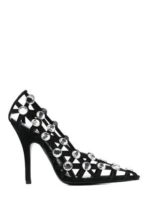 Attico Grid 105mm Rhinestone-embellished Pumpss - Black