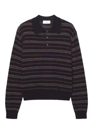 DUNST Striped Polo Shirt - Brown