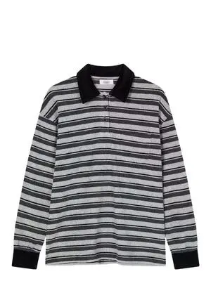 STUDIO TOMBOY Striped Long-sleeve Polo Shirt - Grey