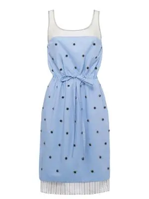 DES_PHEMMES Balloon Cotton-blend Mini Dress - Light Blue
