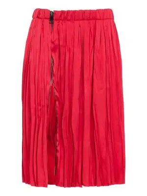 DES_PHEMMES Crinkle Pleated Satin Midi Skirt - Red