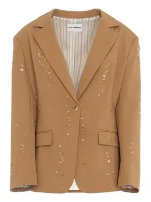 DES_PHEMMES Single-breasted Crepe Blazer - Brown