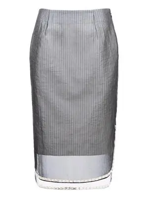 DES_PHEMMES Layered Twill Midi Skirt - Black