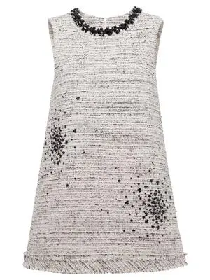 DES_PHEMMES Embellished Cotton-Blend Mini Dress