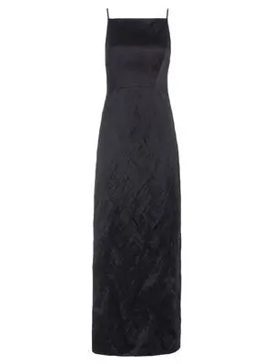 DES_PHEMMES Boat-neck Satin Maxi Dress - Black