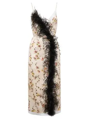 DES_PHEMMES Wrap Feathered Midi Dress - Multi