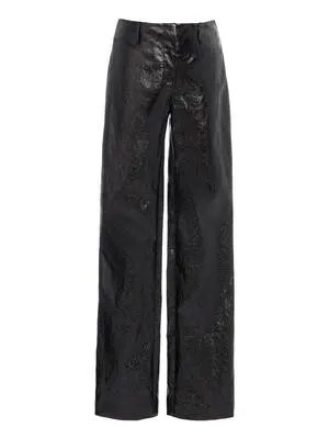 DES_PHEMMES Low-rise Faux Leather Straight-leg Pants - Black