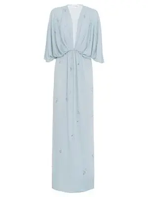 DES_PHEMMES Cape Jersey Maxi Dress - Blue