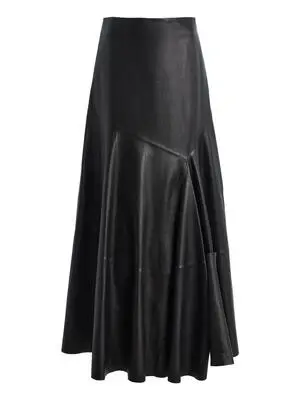 Simkhai Prudence Leather Midi Skirt - Black