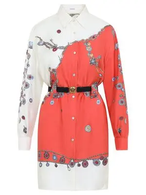 Versace Twill Silk Stolen Jewels Dress - Multicolor